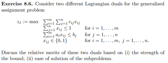 Exercise 8.6. Consider two different Lagrangian duals | Chegg.com