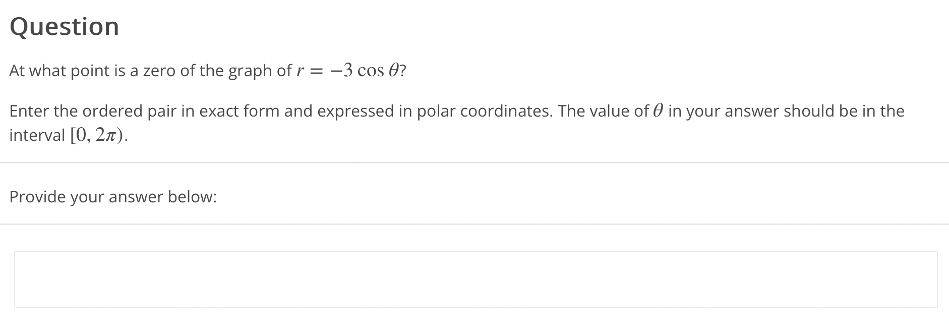 Solved Question At what point is a zero of the graph of | Chegg.com