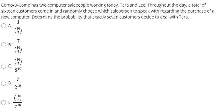 Solved Comp-U-Comp has two computer salepeople working | Chegg.com