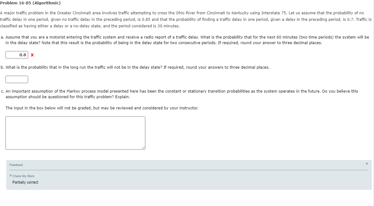 Solved Problem 16-05 (Algorithmic) A major traffic problem | Chegg.com
