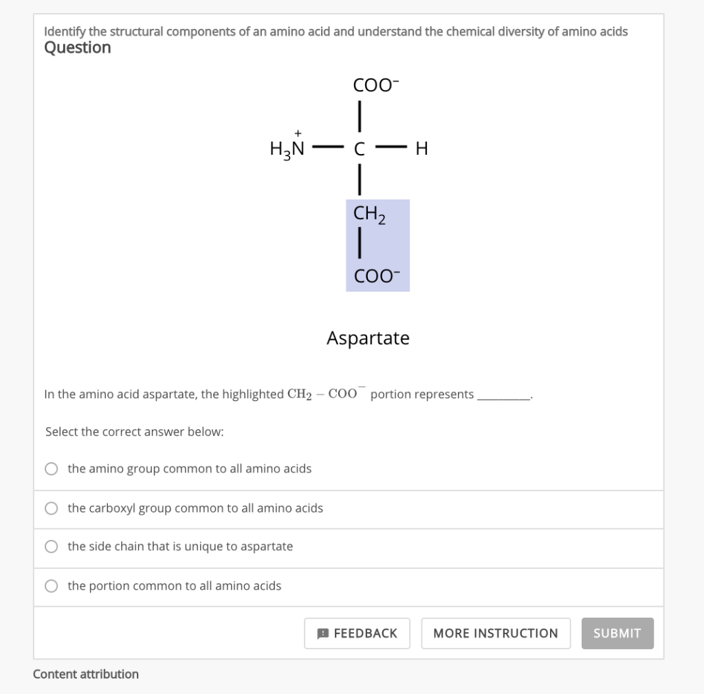 Solved Identify the structural components of an amino acid | Chegg.com