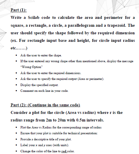 Solved Part 1 Write A Scilab Code To Calculate The Area
