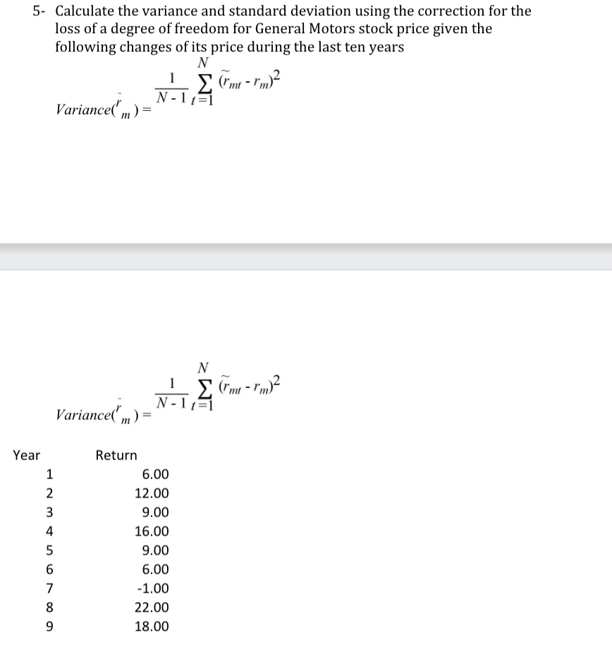 Solved 5- ﻿Calculate the variance and standard deviation | Chegg.com