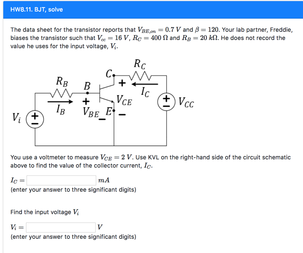 Solved Hw8.10. BJT, solve The data sheet for the transistor | Chegg.com