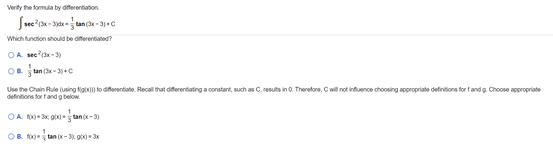 Solved Verify the formula by differentiation. 1 s sec-(3x - | Chegg.com