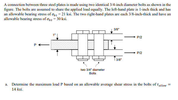 Solved A connection between three steel plates is made using | Chegg.com