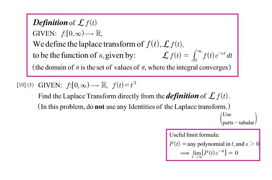 Solved Definition of Lf(t) GIVEN: f:[0,∞)→R, We define the | Chegg.com