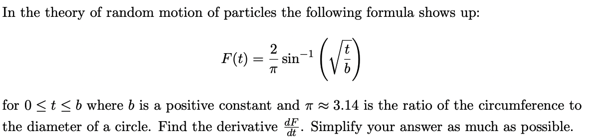 Solved In the theory of random motion of particles the | Chegg.com