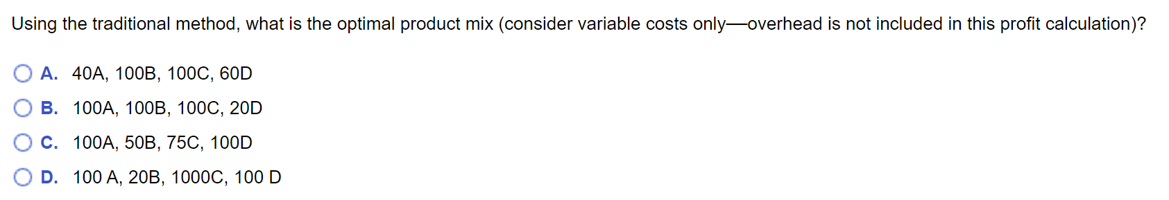 Solved A company makes four products that have the following | Chegg.com