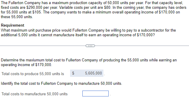Solved The Fullerton Company has a maximum production | Chegg.com