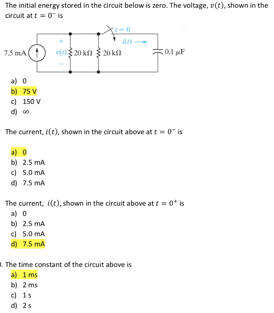 Solved The initial energy stored in the circuit below is | Chegg.com
