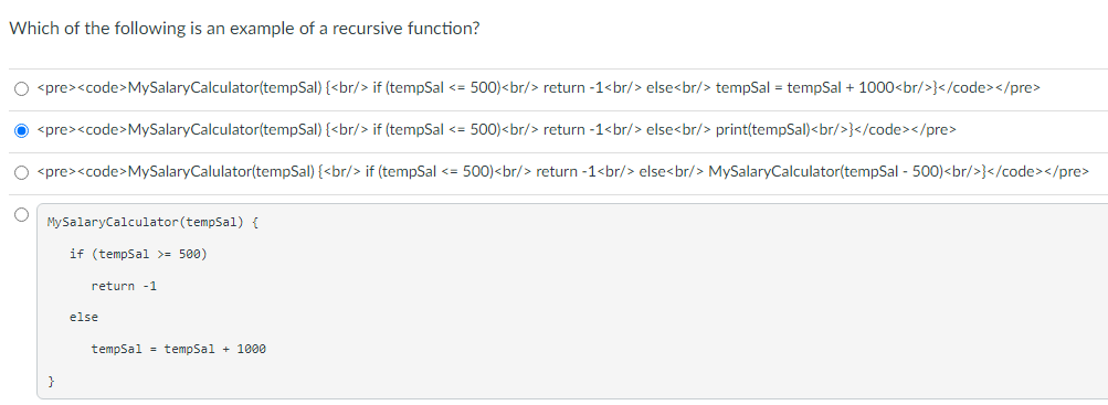 Solved Which of the following is an example of a recursive | Chegg.com