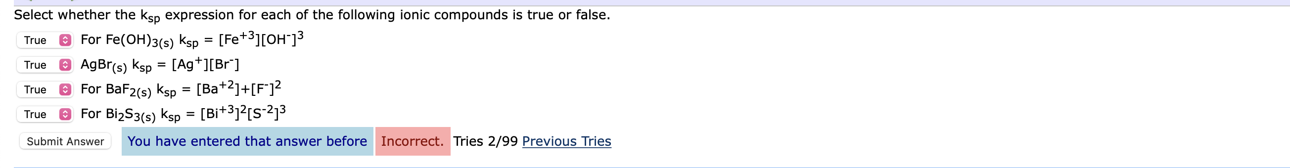 Solved elect whether the ksp expression for each of the | Chegg.com