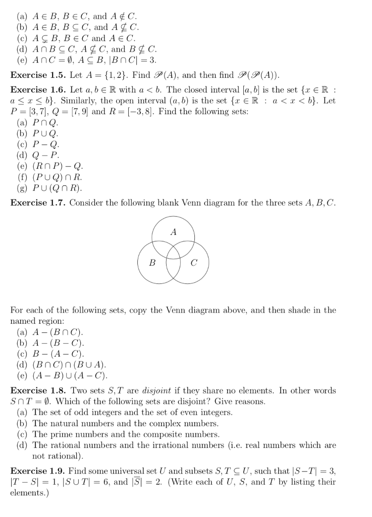 Solved Exercise 1.3. Write the following sets in set-builder | Chegg.com