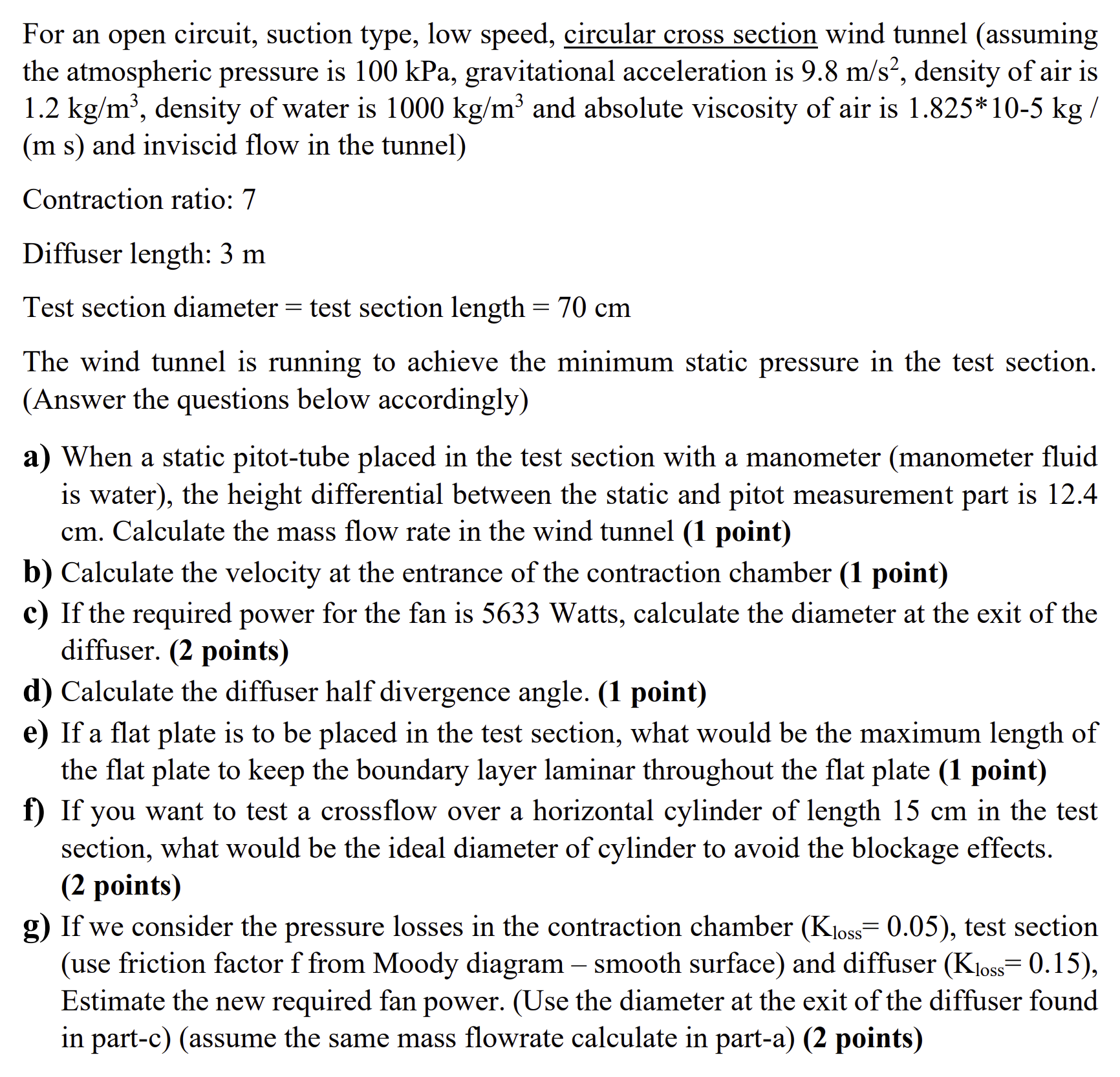 Solved For an open circuit, suction type, low speed, | Chegg.com
