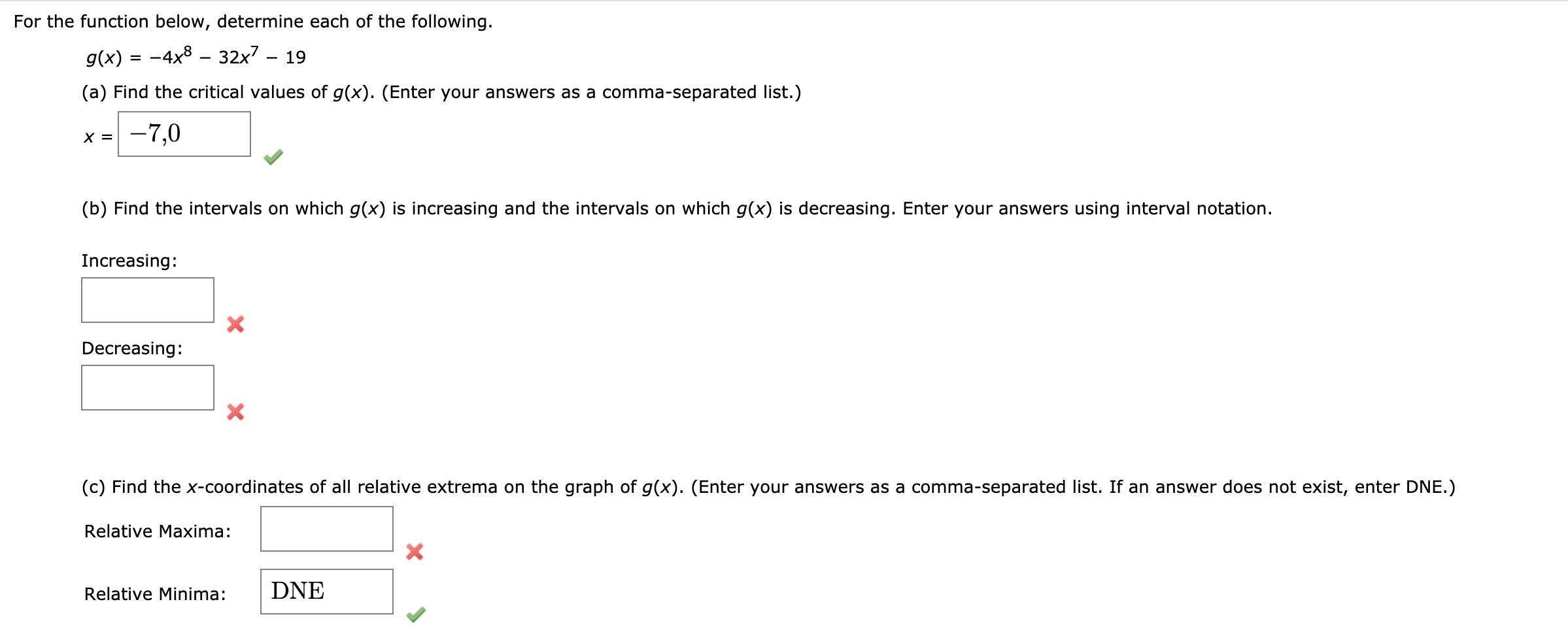Solved For the function below, determine each of the | Chegg.com