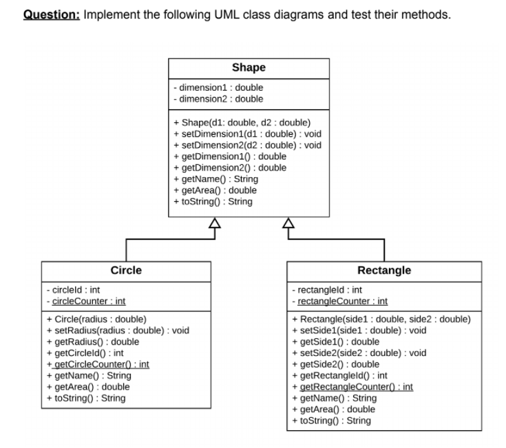 Solved Class Shape Getarea Double As The Shape Is Chegg