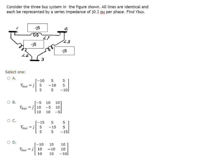 Solved Consider the three bus system in the figure shown. | Chegg.com