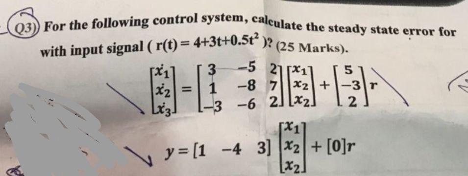 Solved with input signal ( r(t) = 4+3t+0.5ť° )? (25 Marks). | Chegg.com