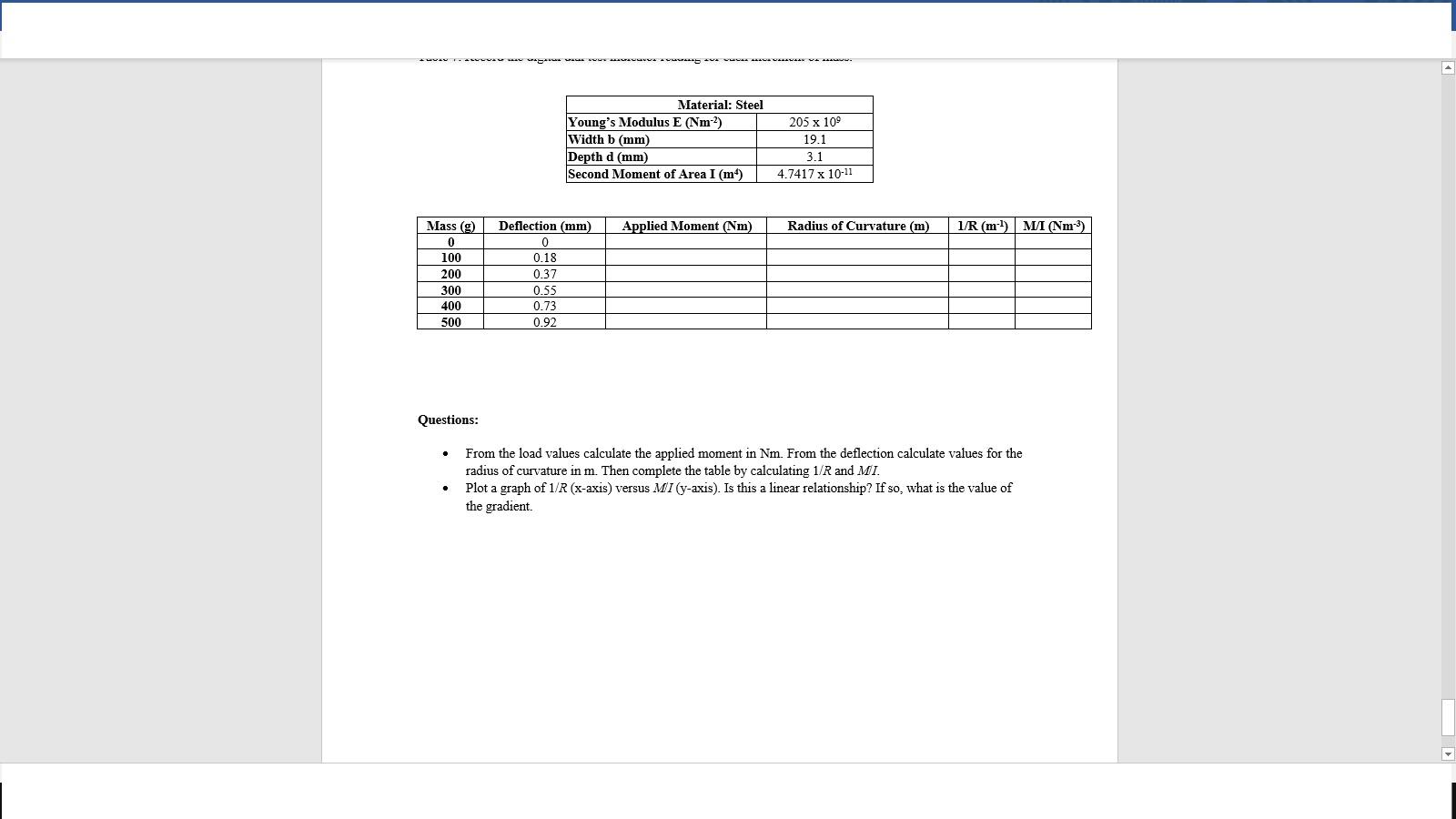 Experiment 4: Circular Bending In this experiment, we | Chegg.com