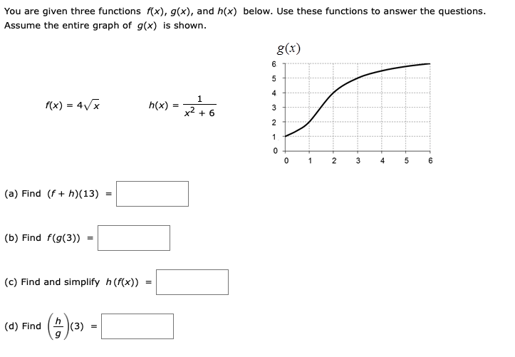 Solved You are given three functions f(x), g(x), and h(x) | Chegg.com