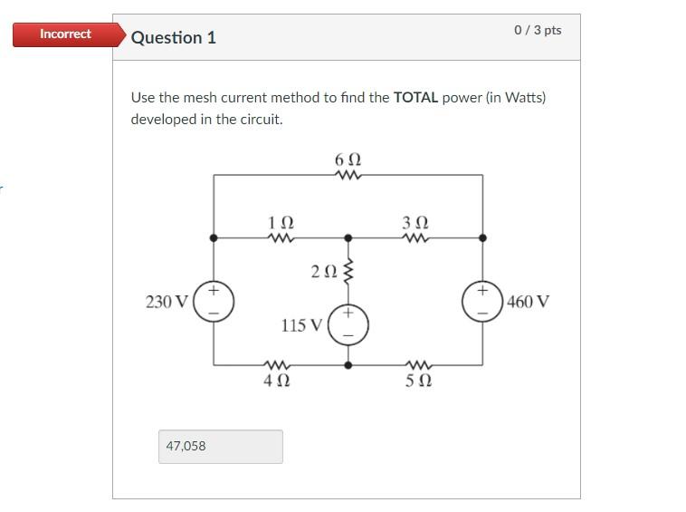Solved Use the mesh current method to find the TOTAL power | Chegg.com