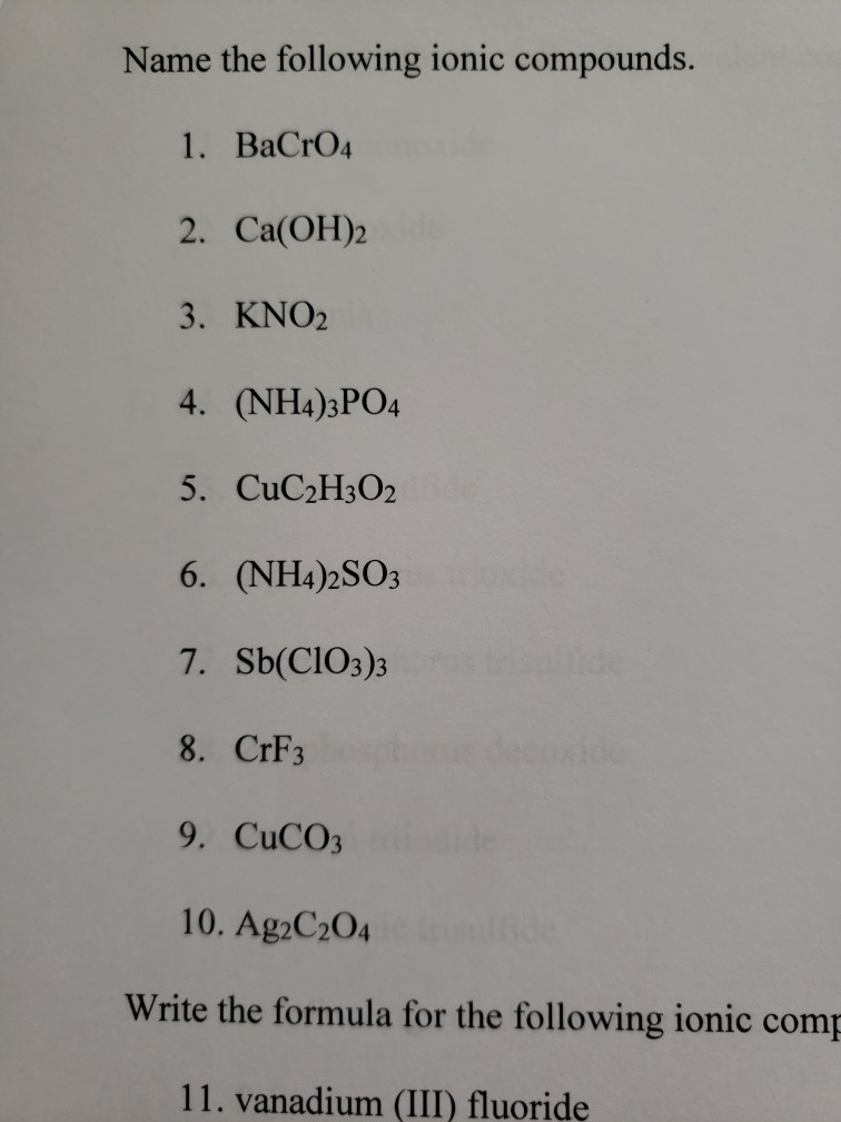 Solved Name the following ionic compounds. 1. BaCrO4 2. | Chegg.com