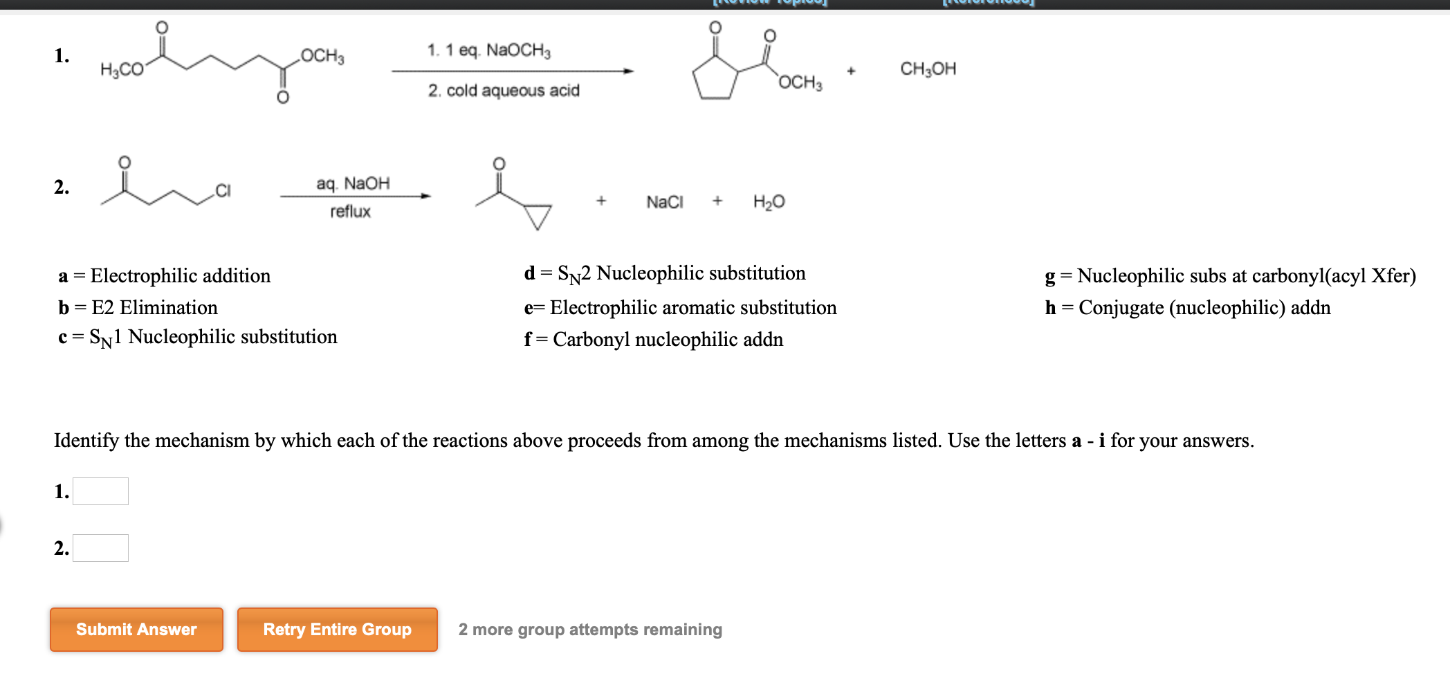 Solved Identify the mechanism by which each of the reactions | Chegg.com