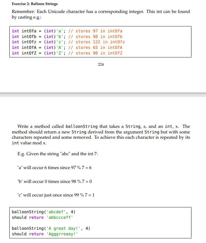 Solved Exercise 2: Balloon Strings Remember: Each Unicode | Chegg.com