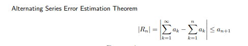 Solved Alternating Series Error Estimation Theorem | Chegg.com