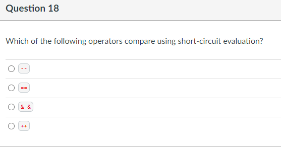 Solved Question 18 Which of the following operators compare | Chegg.com