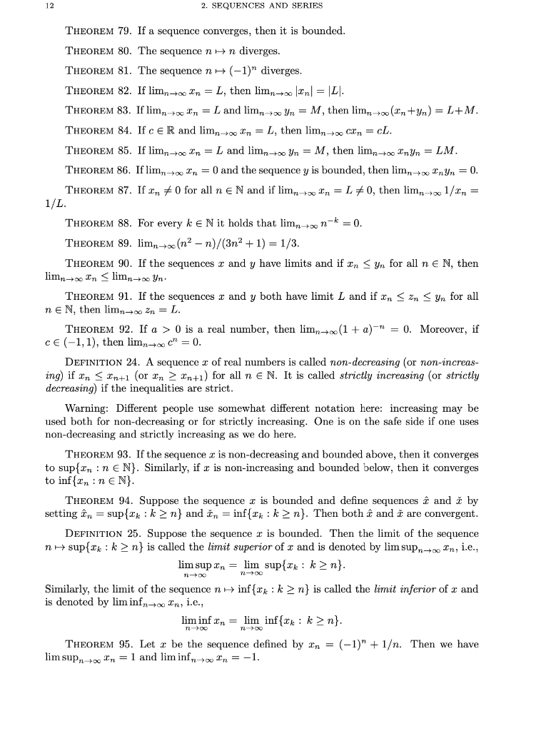 Solved 12 2. SEQUENCES AND SERIES THEOREM 79. If a sequence | Chegg.com