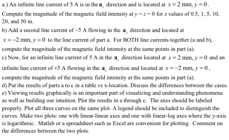 Solved a.) An infinite line current of 5 A is in the az | Chegg.com