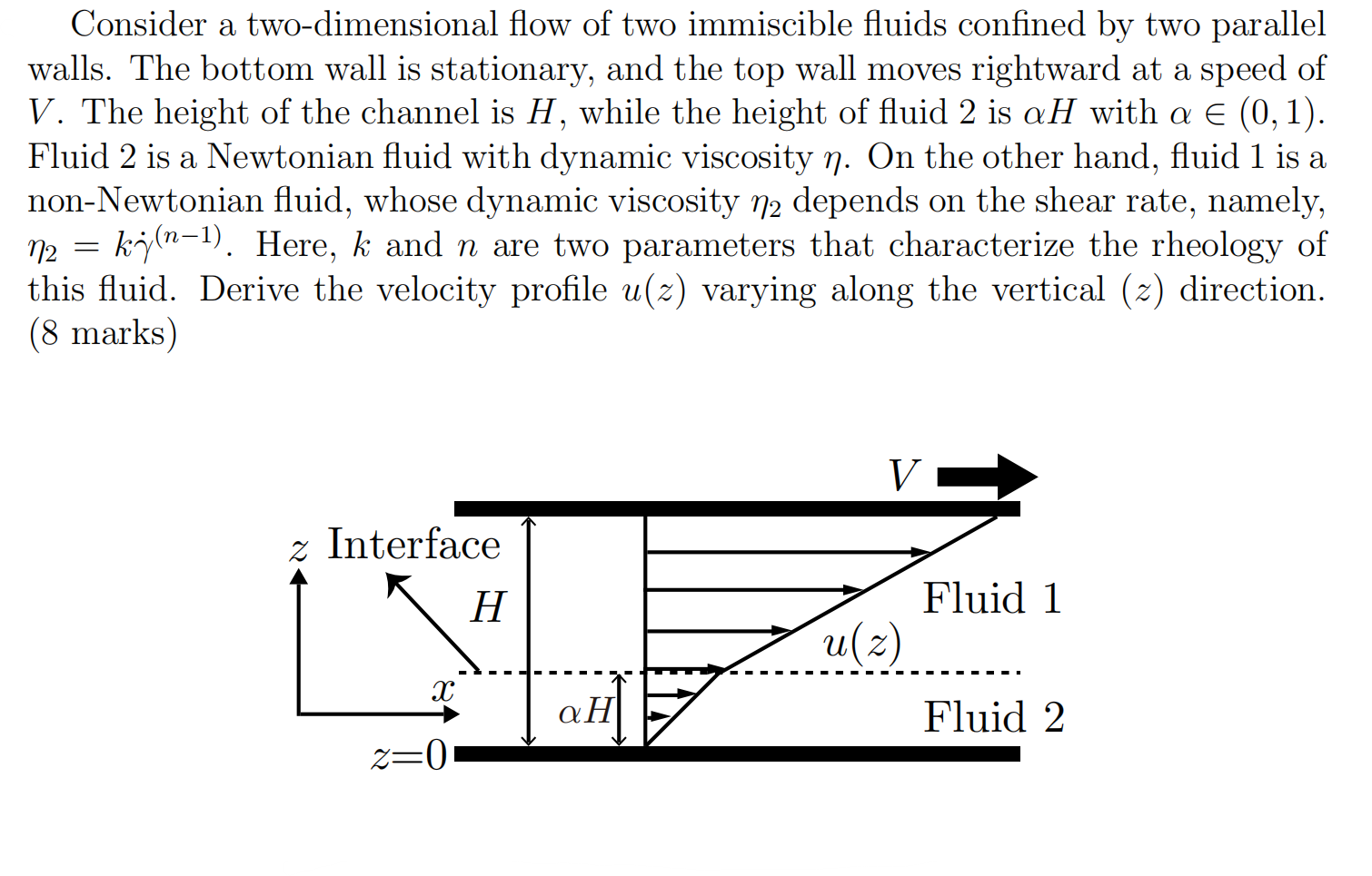 Solved Consider a two-dimensional flow of two immiscible | Chegg.com