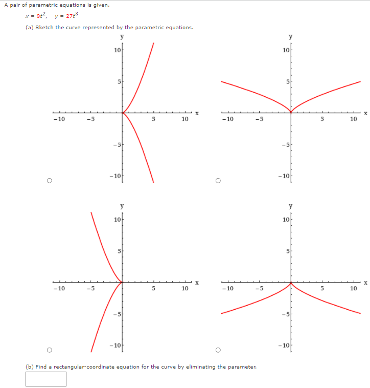 Solved A Pair Of Parametric Equations Is Given X 2 Sint