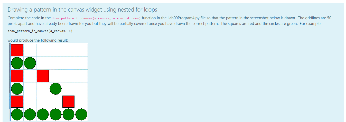Solved Need help with draw_pattern_in_canvas(a_canvas, | Chegg.com
