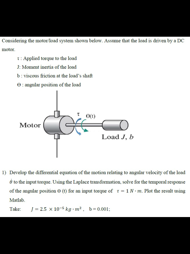 Motor /Load System; load driven by DC motor. motion | Chegg.com