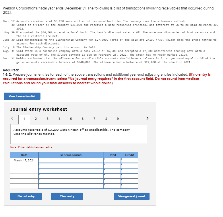 Solved Journal entry worksheet