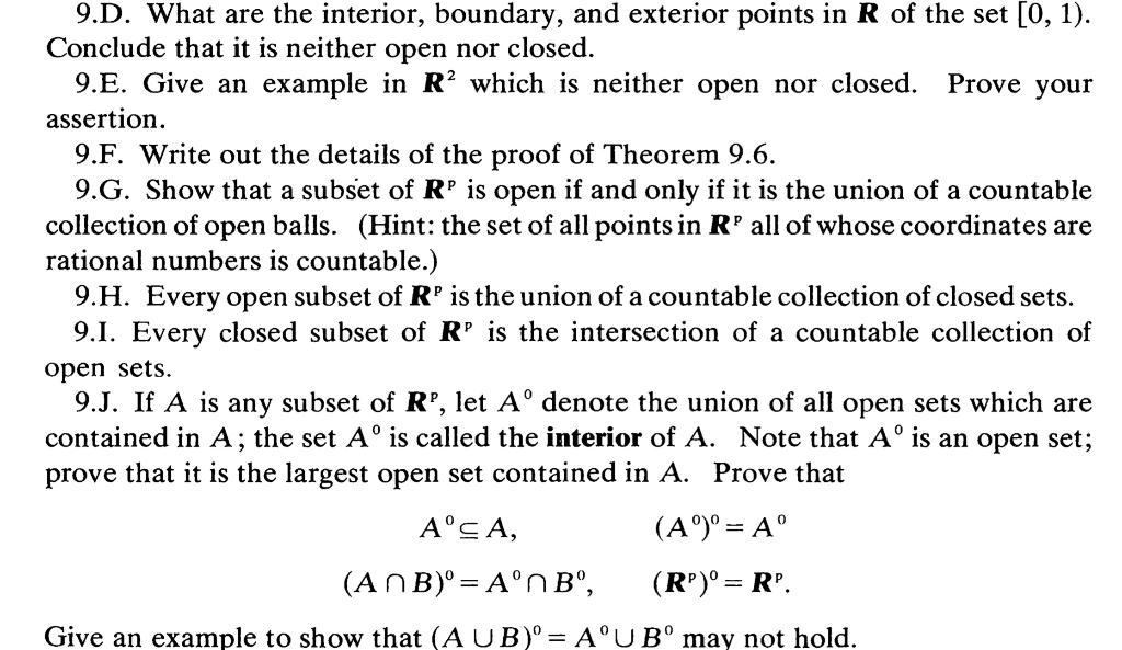 Solved 9.D. What are the interior, boundary, and exterior | Chegg.com