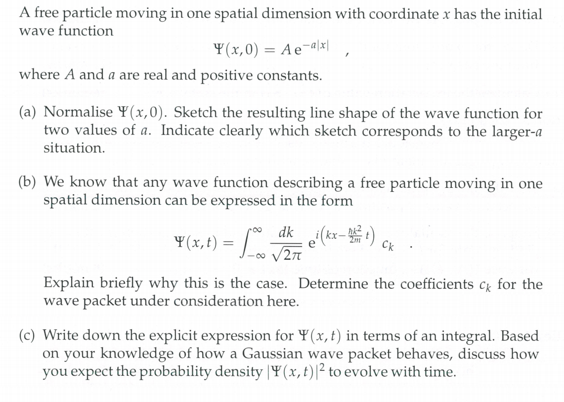 Solved A free particle moving in one spatial dimension with | Chegg.com