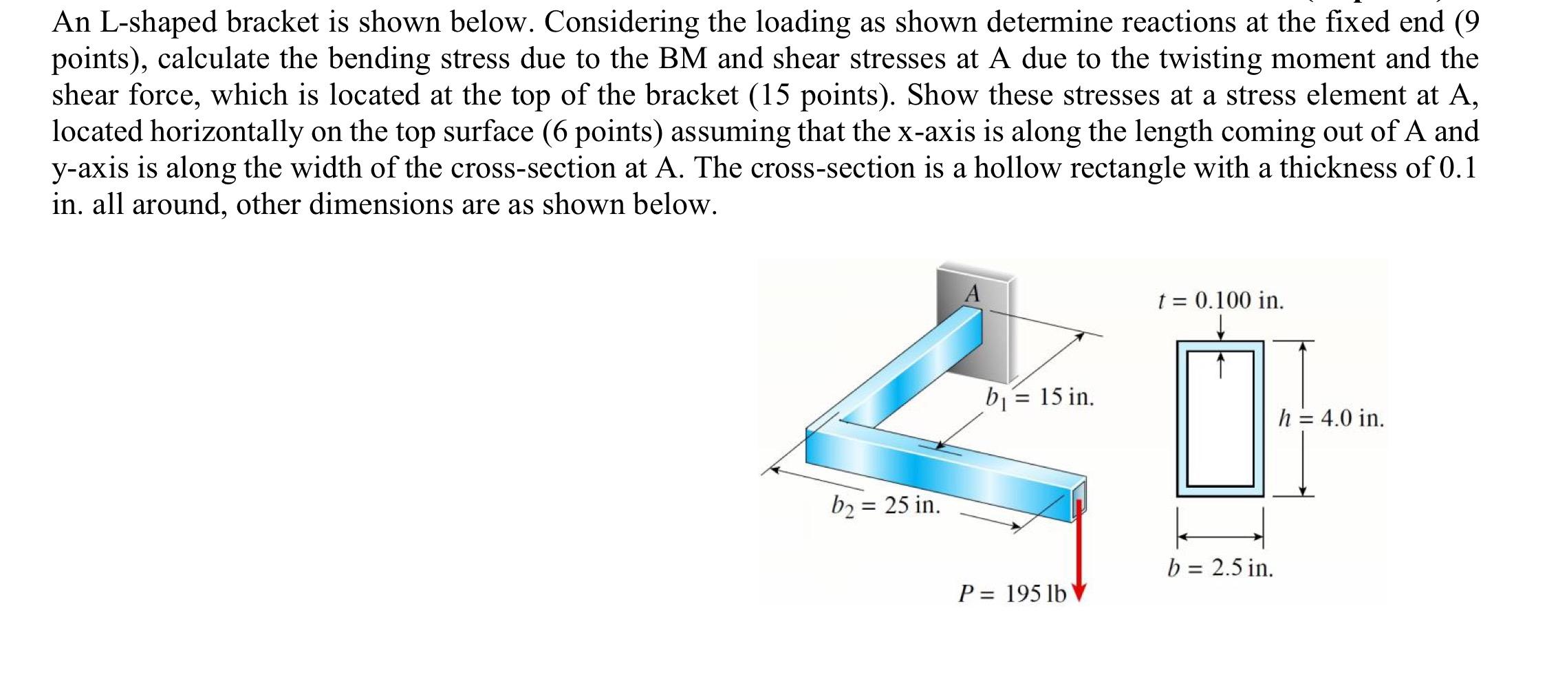 Solved An L-shaped bracket is shown below. Considering the | Chegg.com