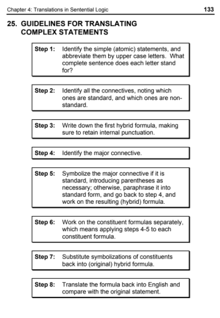Solved 133 Chapter 4: Translations in Sentential Logic 25. | Chegg.com