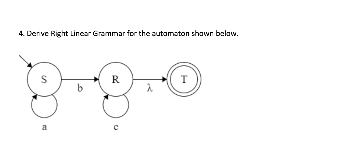 Solved 4. Derive Right Linear Grammar for the automaton | Chegg.com