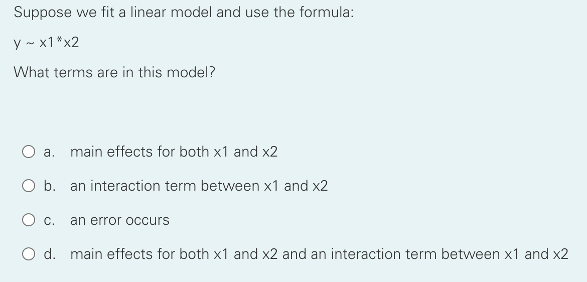 Solved Suppose we fit a linear model and use the formula: | Chegg.com