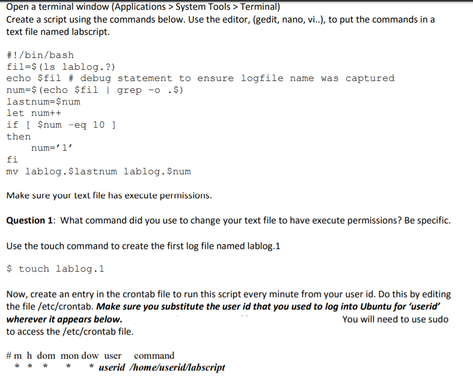 Open a terminal window (Applications > System Tools > | Chegg.com