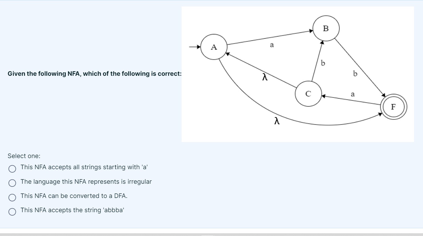 Solved Given the following NFA, which of the following is | Chegg.com Solved Given the following NFA, which of the following is | Chegg.com