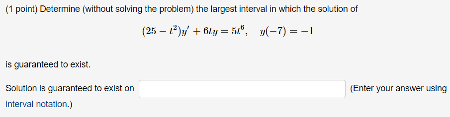 Solved (1 point) Determine (without solving the problem) the | Chegg.com