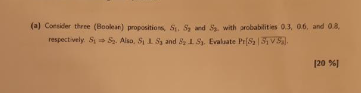 Solved (a) Consider three (Boolean) propositions, S1,S2 and | Chegg.com