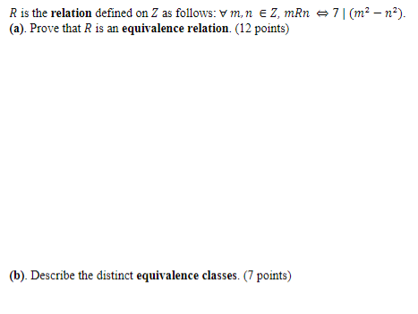Solved R is the relation defined on Z as follows: | Chegg.com
