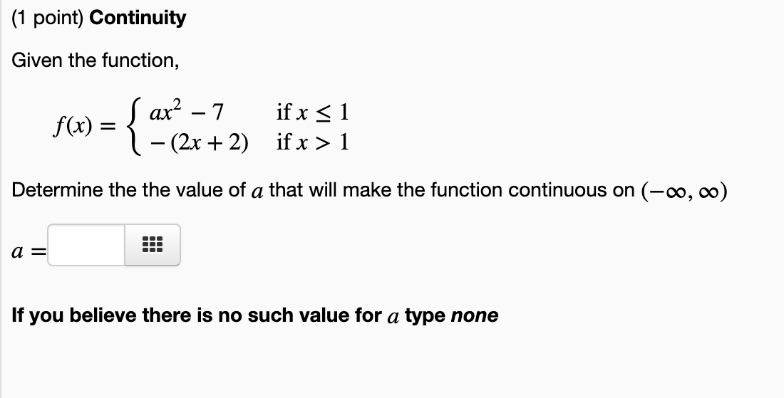 Solved (1 point) Piecewise functions and derivatives. | Chegg.com
